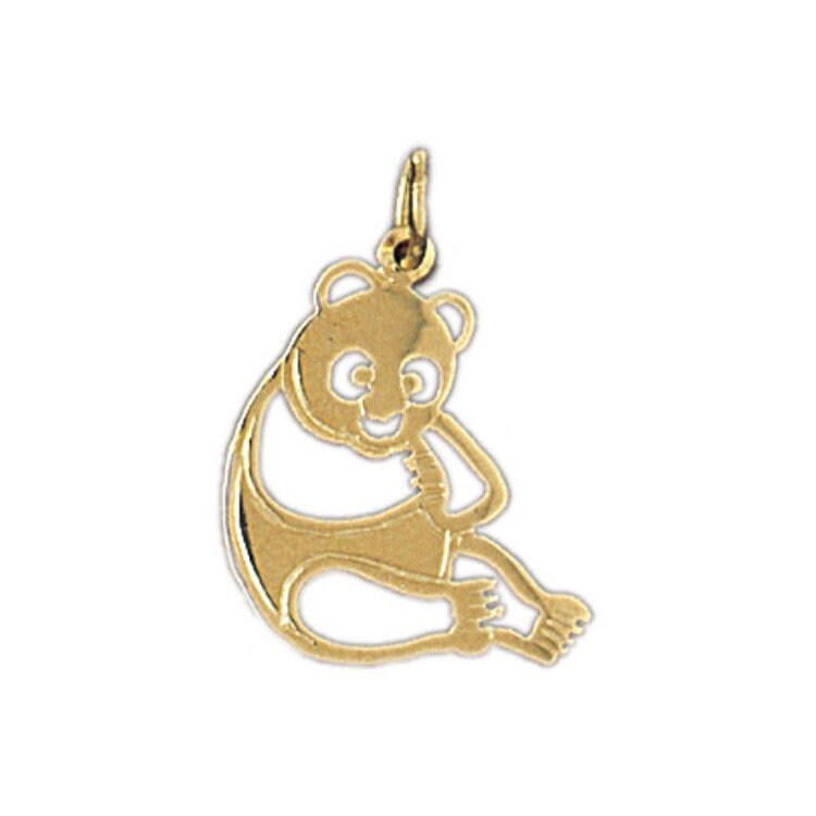 14k Solid Yellow Gold Panda Charm Animal Bear Pendant | Etsy