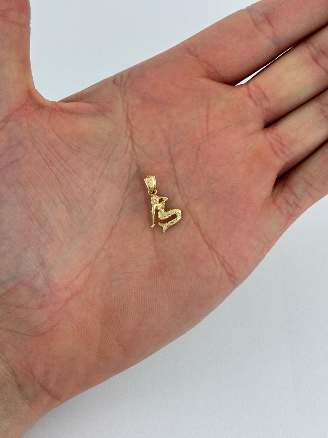 14k Solid Yellow Gold Mermaid Nautical Charm Fish Pendant - Etsy