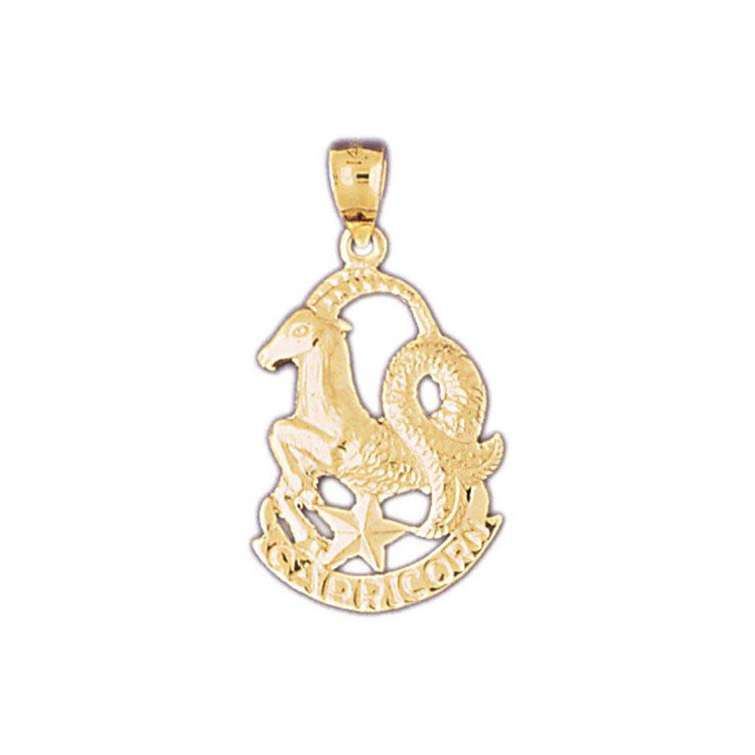 Solid 14k Yellow Gold Capricorn Zodiac Sign Charm Goat Horoscope Symbol ...