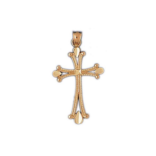 14k Solid Gold Cross Pendant Religious Pendant Necklace Charm - Etsy
