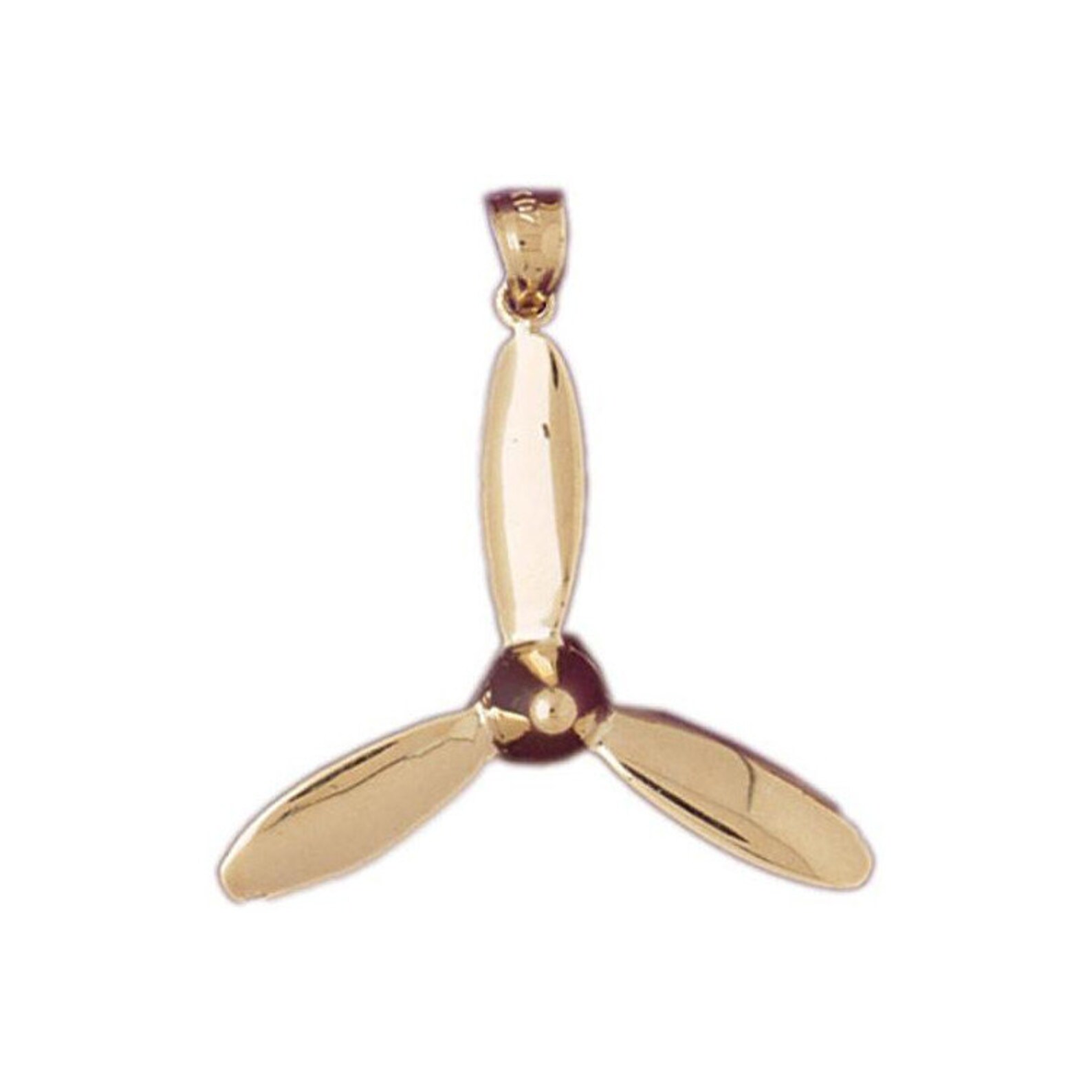 14k Solid Yellow Gold Gold Airplane Propeller Charm Military | Etsy