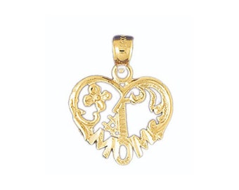 14k Gold 1 Mom Pendant Birthday Gift Mothers Day Gift for Mom | Etsy