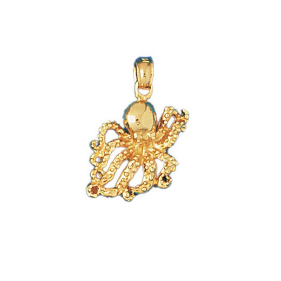 14k Solid Yellow Gold Octopus Nautical Charm Fish Pendant - Etsy
