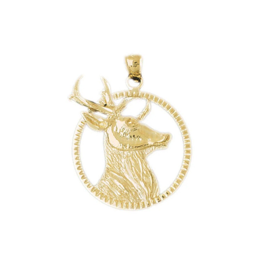 14k Solid Yellow Gold Deer Charm Animal Elk Pendant - Etsy