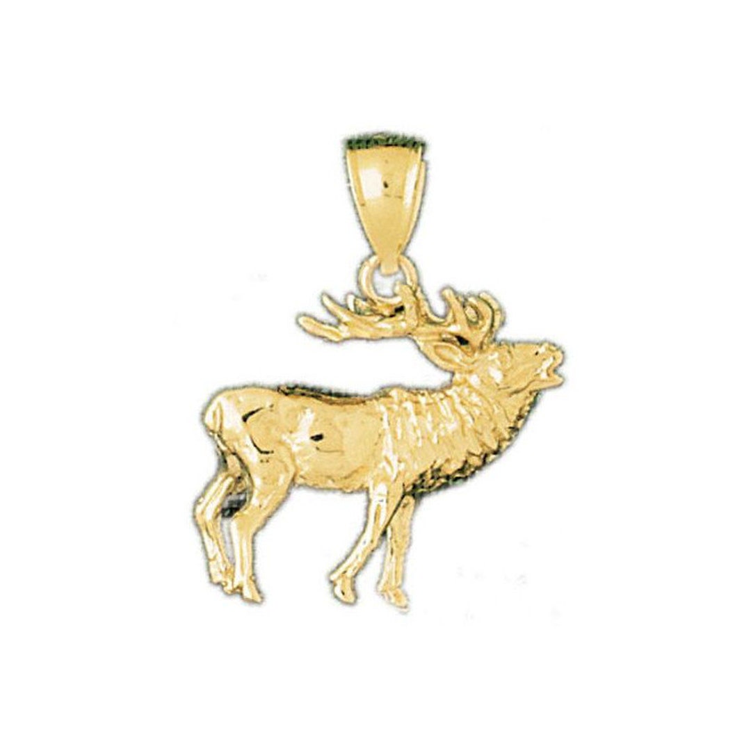 14k Solid Yellow Gold Deer Charm Animal Elk Pendant - Etsy