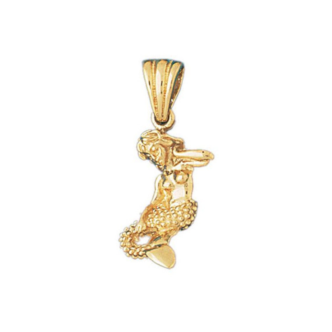 14k Solid Yellow Gold Mermaid Nautical Charm Fish Pendant | Etsy