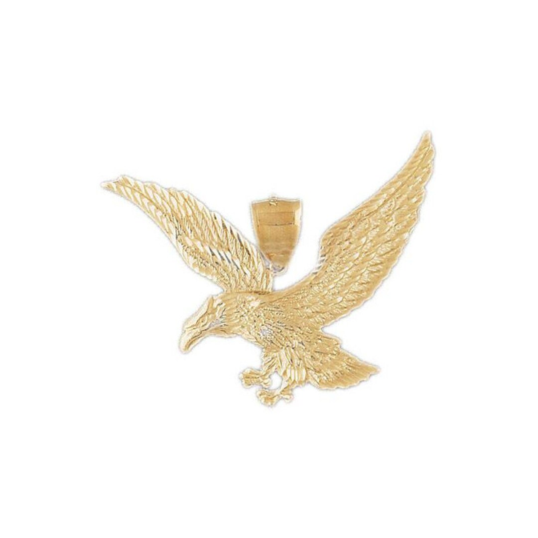 14k Solid Yellow Gold Eagle Charm Animal Bird Pendant - Etsy