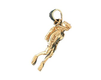 14k Gold Scuba Diver Pendant Nautical Charm | Etsy
