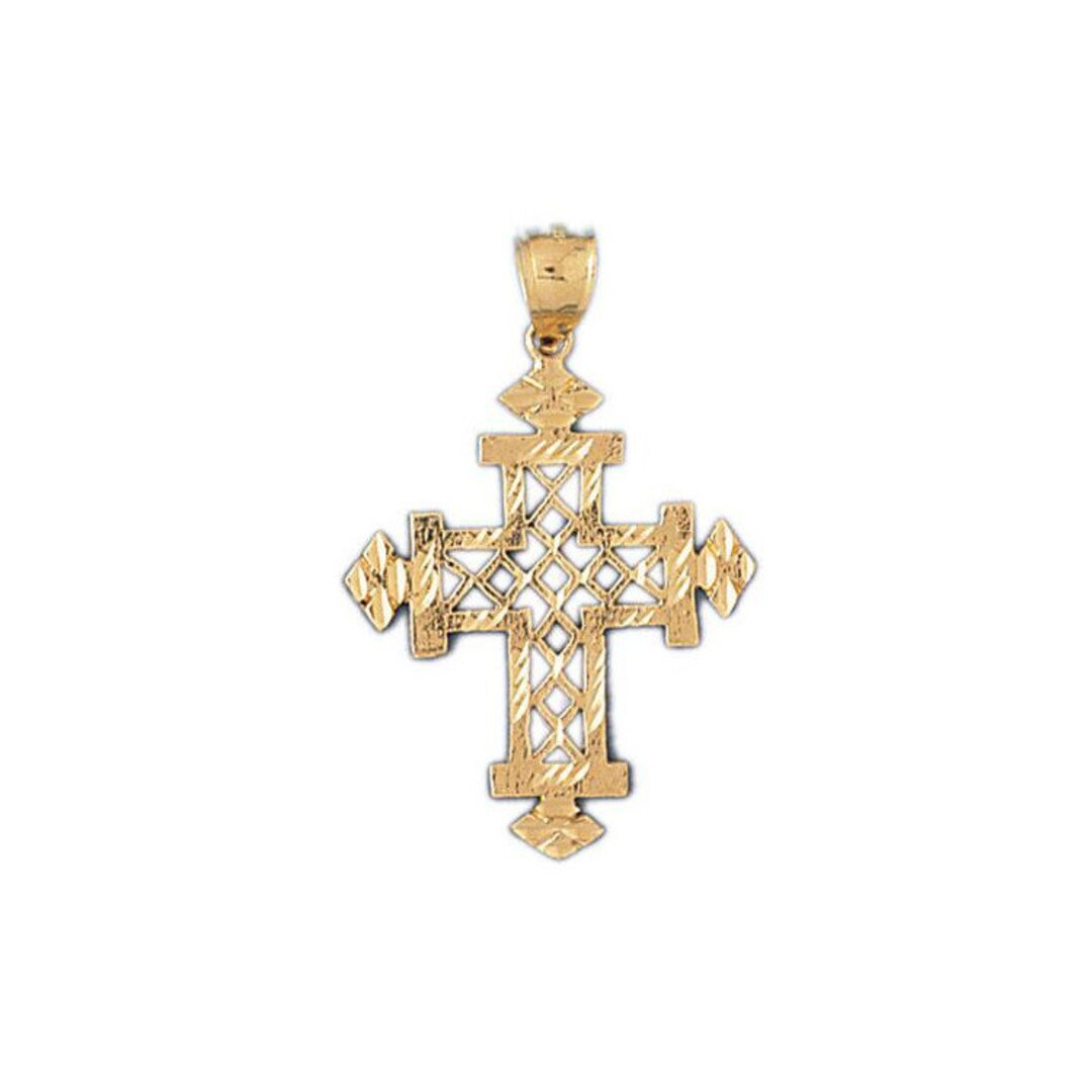 14k Solid Gold Cross Pendant Religious Pendant Necklace Charm - Etsy