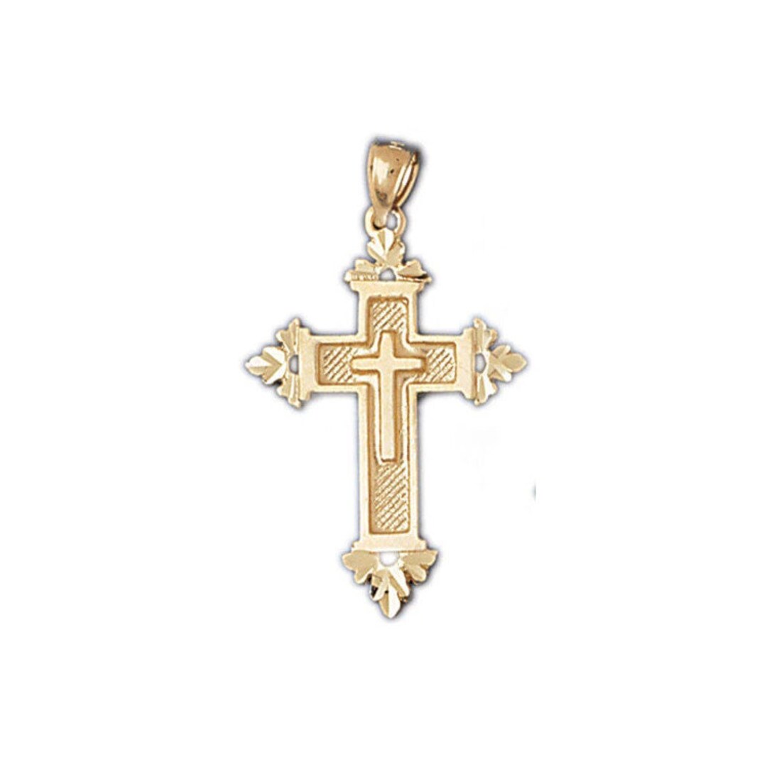 14k Solid Gold Cross Pendant Religious Pendant Necklace Charm - Etsy