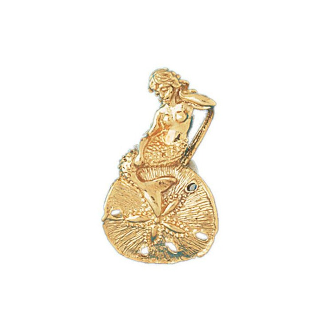 14k Solid Yellow Gold Mermaid Nautical Charm Fish Pendant - Etsy