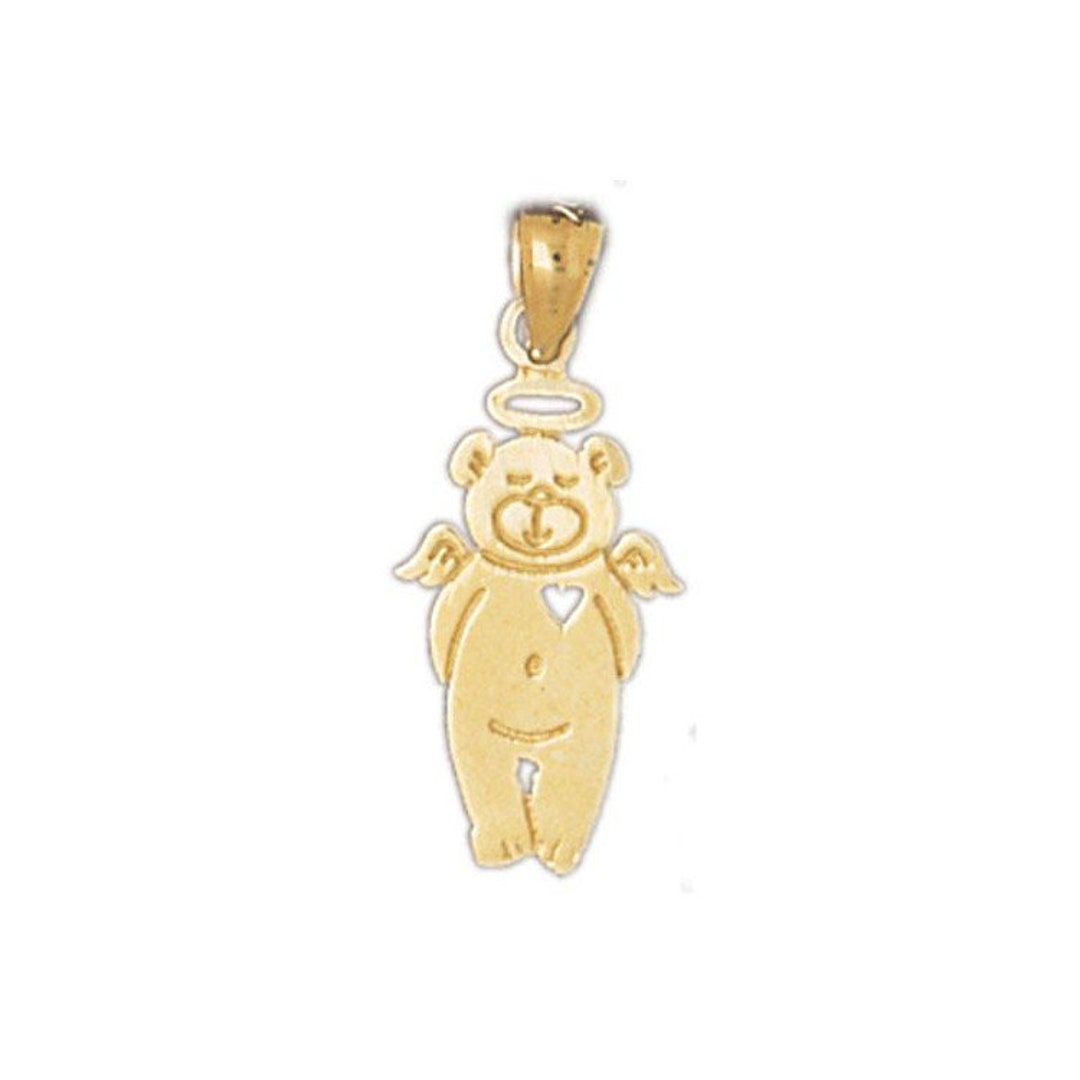 14k Solid Yellow Gold Teddy Bear Charm Animal Baby Bear - Etsy