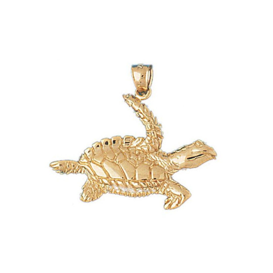 14k Solid Yellow Gold Turtle Pendant Nautical Charm - Etsy