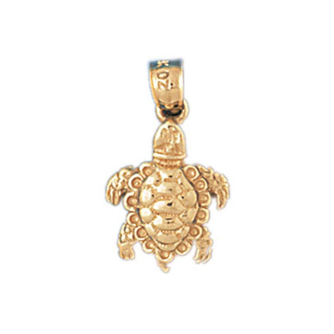 14k Solid Yellow Gold 3-D Turtle Pendant Nautical Charm - Etsy