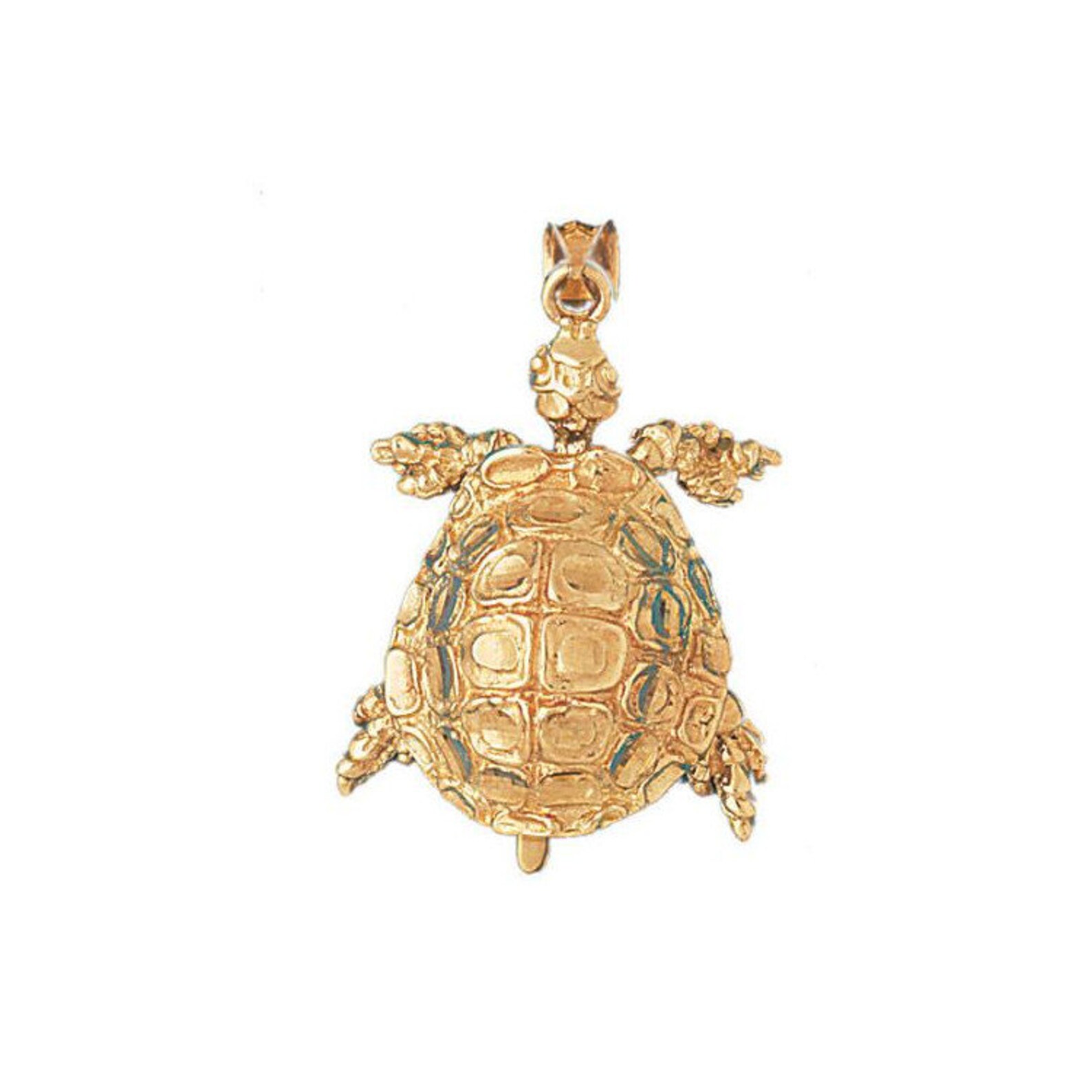 14k Solid Yellow Gold 3-D Turtle Pendant Nautical Charm - Etsy
