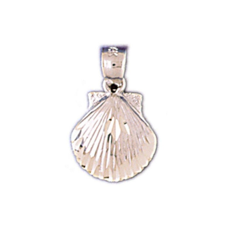 14k White Gold Shell Nautical Charm Pendant - Etsy