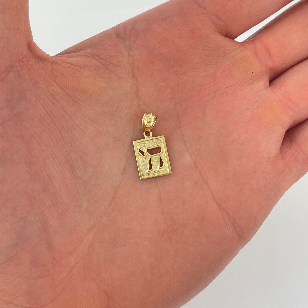 14k Solid Gold Jewish Pendant Religious Pendant Chai Necklace Charm - Etsy