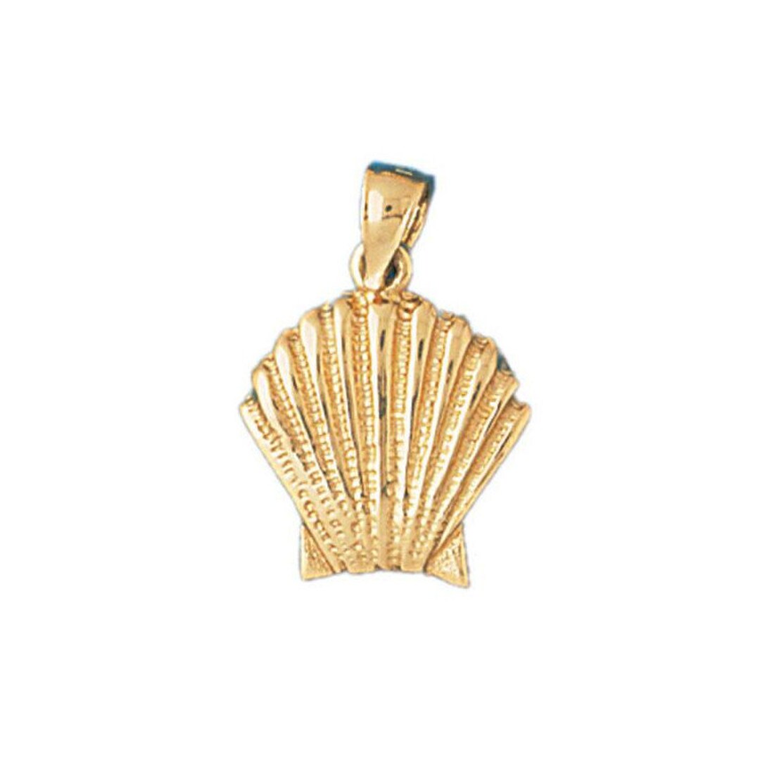 14k Yellow Gold Shell Nautical Charm Pendant - Etsy