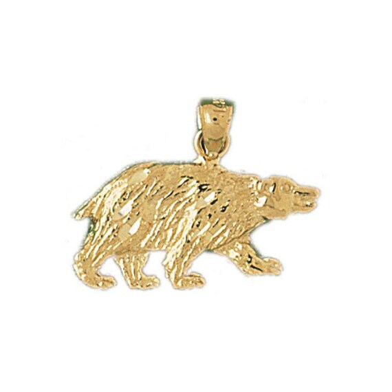 14k Solid Yellow Gold Bear Charm Animal Bear Pendant | Etsy