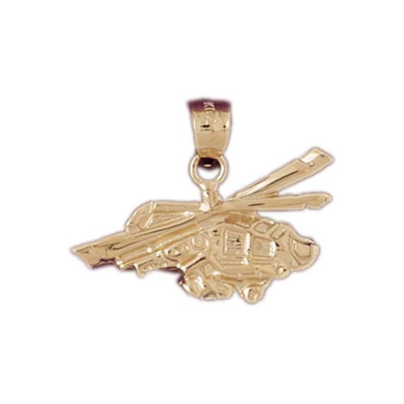 14k Solid Yellow Gold Helicopter Charm Military Army Pendant - Etsy UK