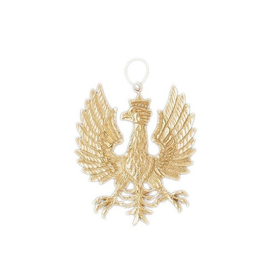 14k Solid Yellow Gold Eagle Charm Animal Bird Pendant - Etsy