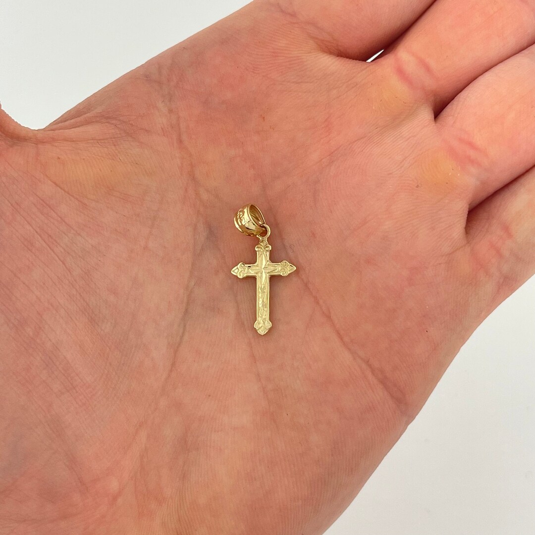 14k Solid Gold Cross Pendant Religious Pendant Necklace Charm - Etsy