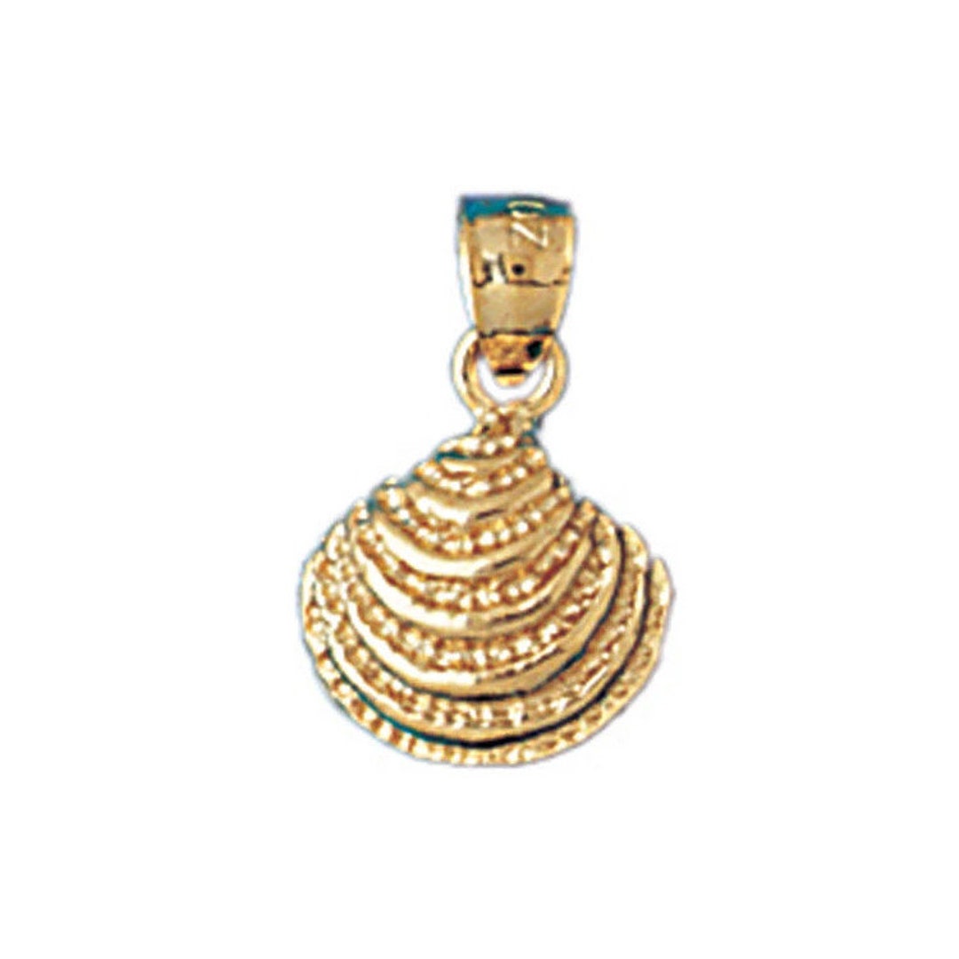 14k Yellow Gold Shell Nautical Charm Pendant - Etsy