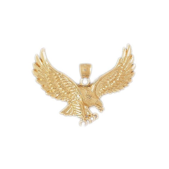 14k Solid Yellow Gold Eagle Charm Animal Bird Pendant - Etsy