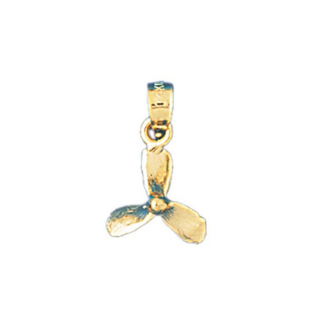 14k Solid Yellow Gold Gold Boat Propeller Charm Nautical Pendant Gift ...