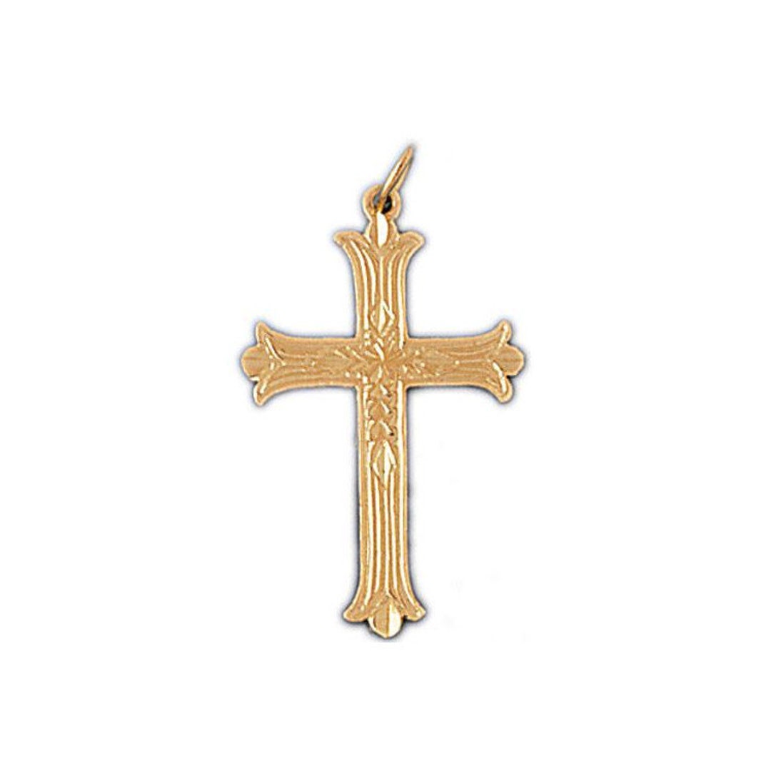 14k Solid Gold Cross Pendant Religious Pendant Necklace Charm - Etsy
