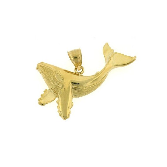 14k Solid Gold Whale Pendant Nautical Charm | Etsy