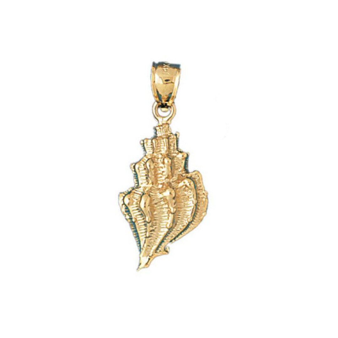 14k Yellow Gold Shell Nautical Charm Pendant - Etsy