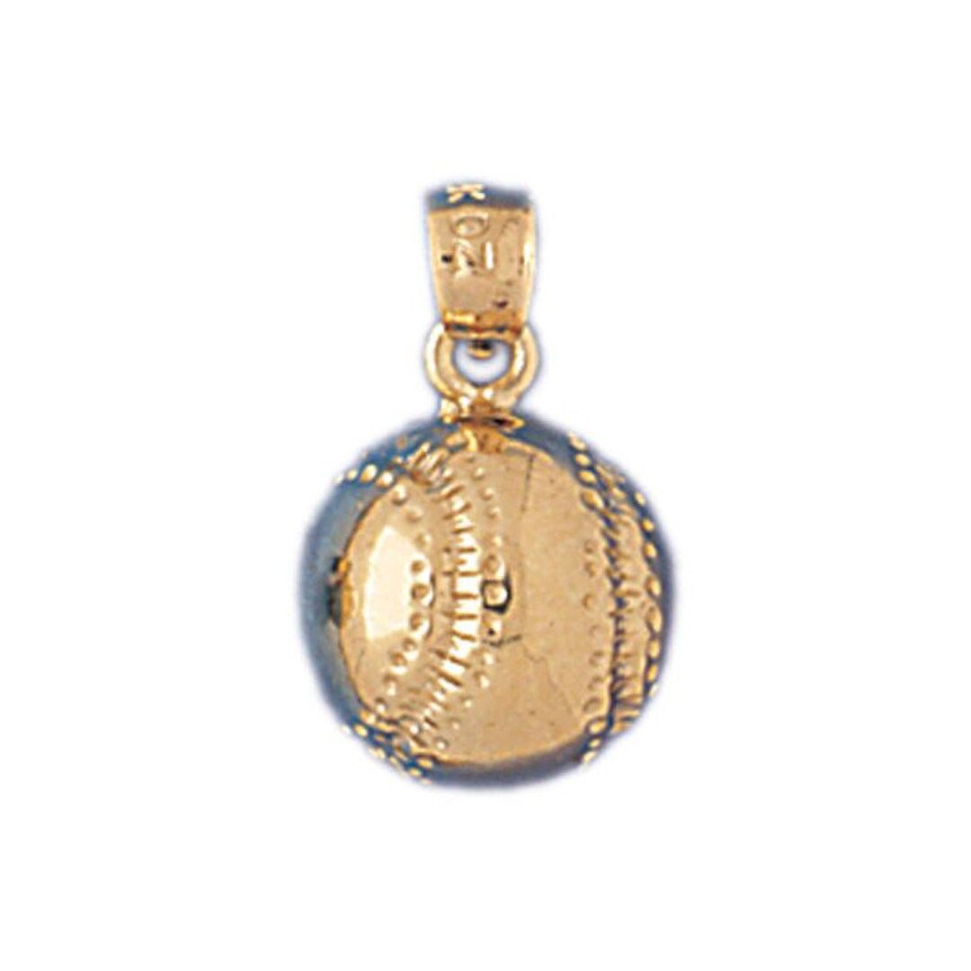 14k Solid Yellow Gold Baseball Charm Sports Pendant Baseball Gift - Etsy