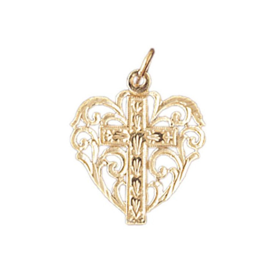 14k Solid Gold Cross Pendant Religious Pendant Necklace Charm - Etsy