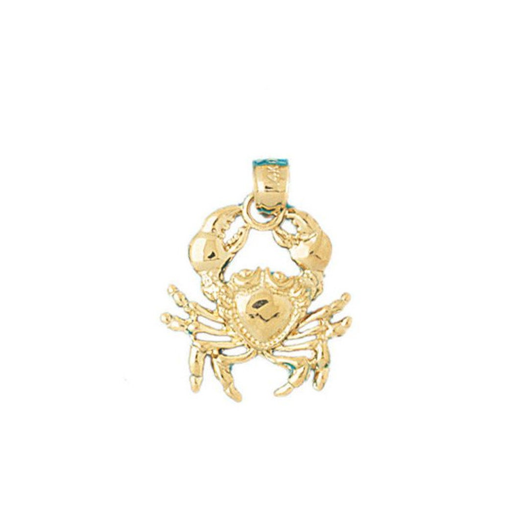 14k Solid Yellow Gold Crab Pendant Nautical Charm - Etsy