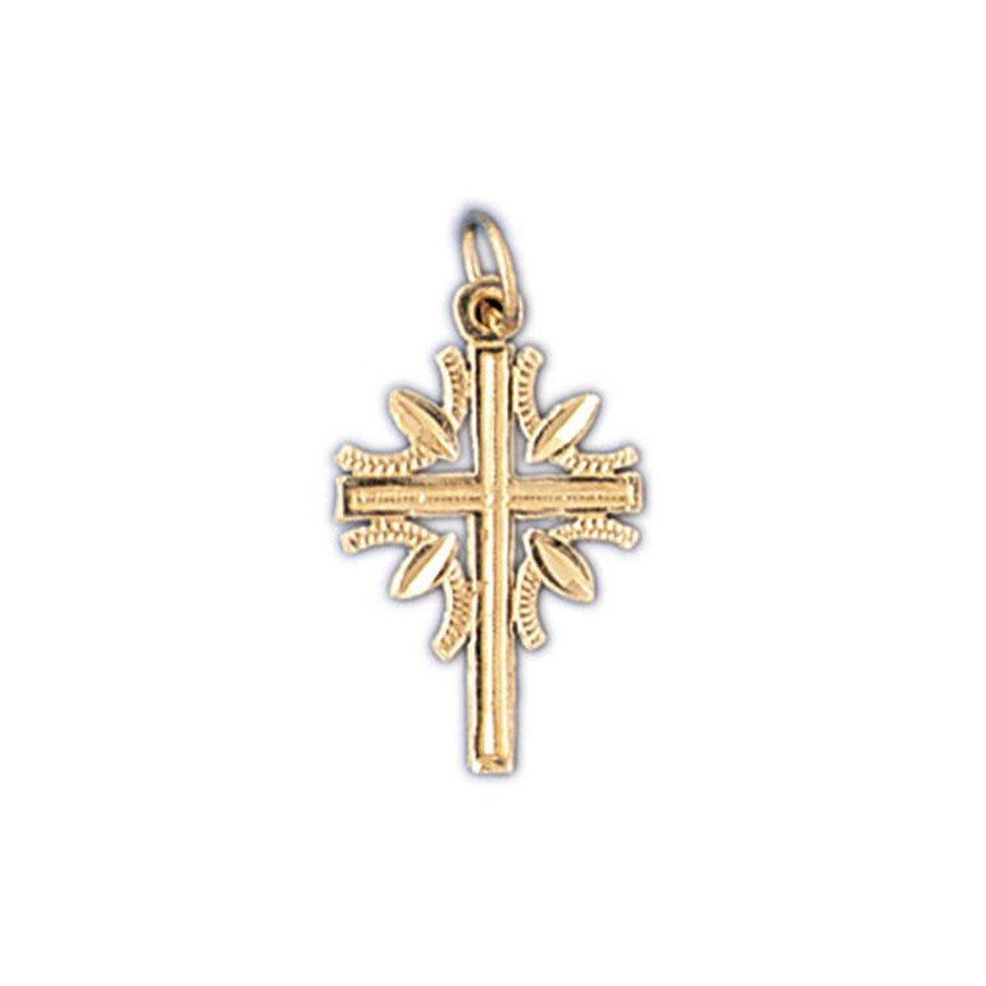 14k Solid Gold Cross Pendant Religious Pendant Necklace Charm - Etsy