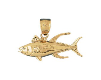 14k Solid Yellow Gold Merman Nautical Charm Fish Pendant - Etsy