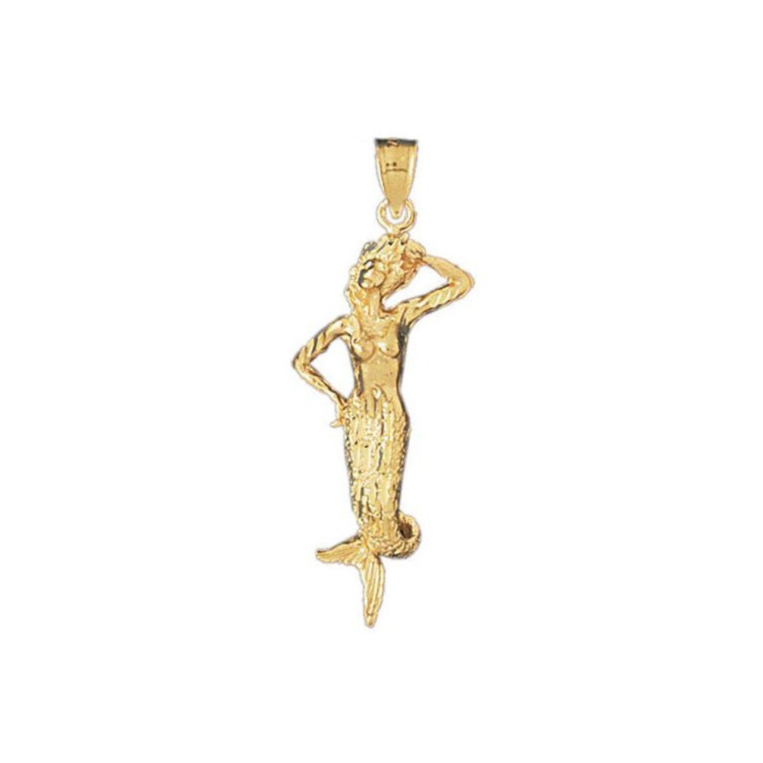 14k Solid Yellow Gold Mermaid Nautical Charm Fish Pendant - Etsy