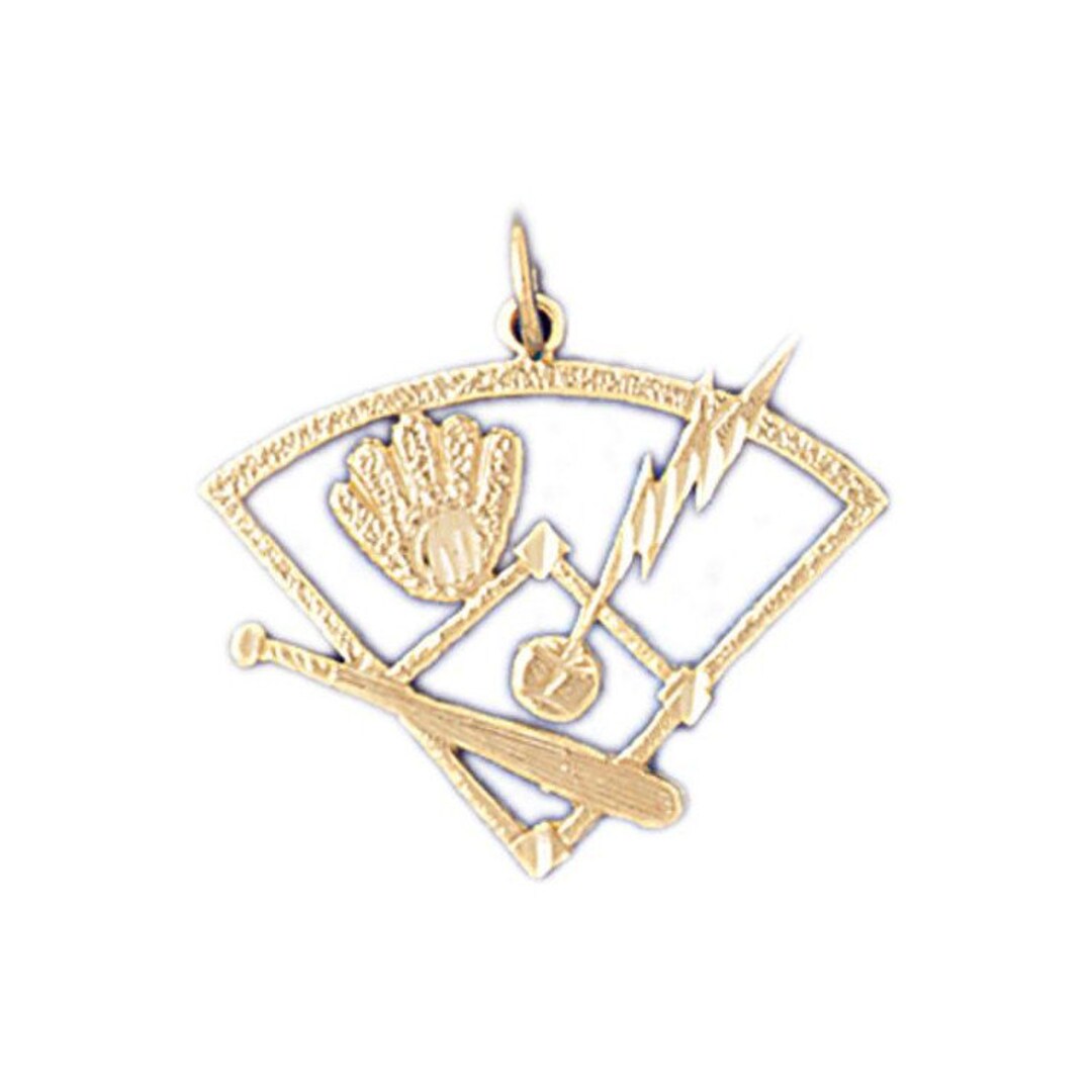 14k Solid Yellow Gold Baseball Charm Sports Pendant Baseball Gift - Etsy