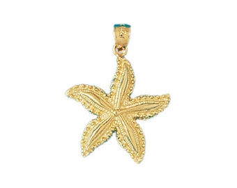 14k Gold Starfish Nautical Charm Beachpendant | Etsy