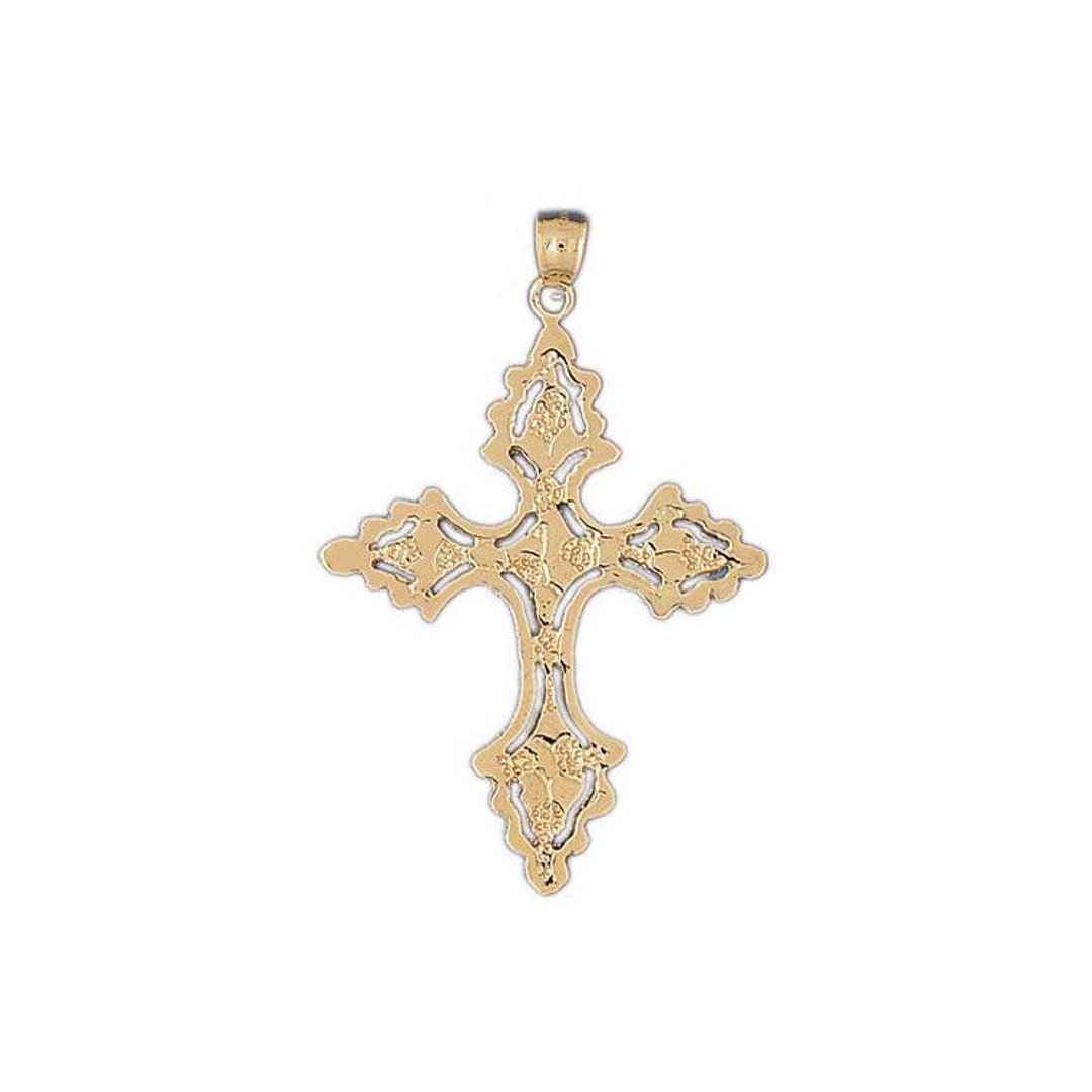 14k Solid Gold Cross Pendant Religious Pendant Necklace Charm - Etsy