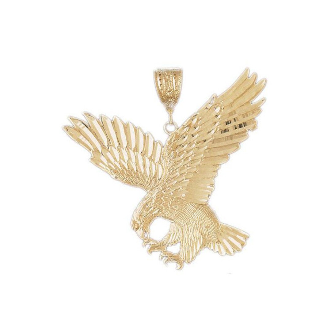 14k Solid Yellow Gold Eagle Charm Animal Bird Pendant - Etsy