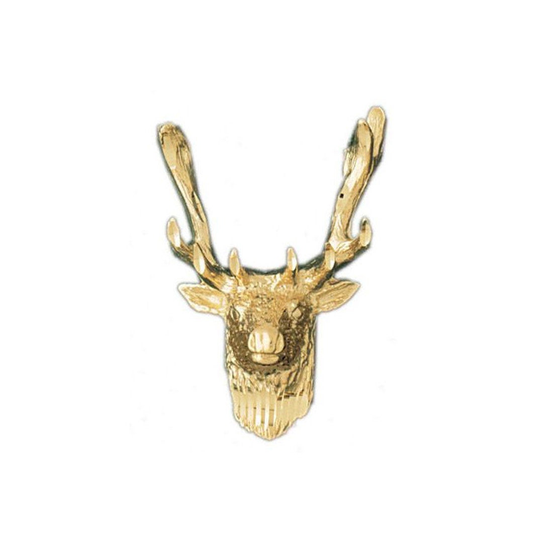 14k Solid Yellow Gold Deer Charm Animal Elk Pendant - Etsy