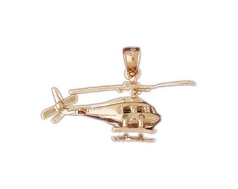 14k Solid Yellow Gold Helicopter Charm Military Army Pendant | Etsy