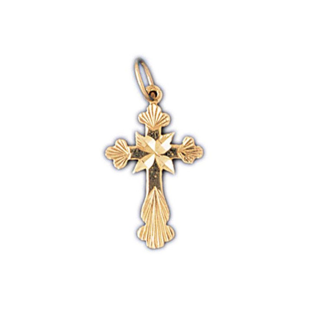 14k Solid Gold Cross Pendant Religious Pendant Necklace Charm - Etsy