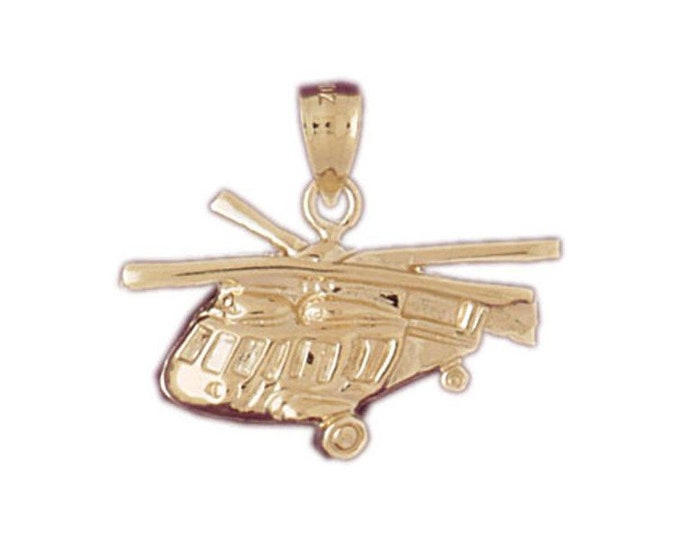 14k Solid Yellow Gold Helicopter Charm Military Army Pendant Gift - Etsy