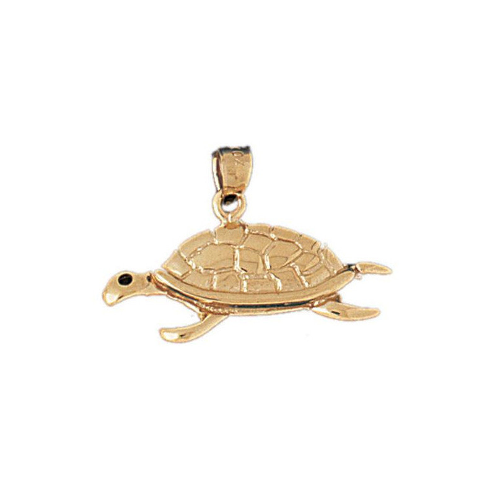 14k Solid Yellow Gold Turtle Pendant Nautical Charm - Etsy