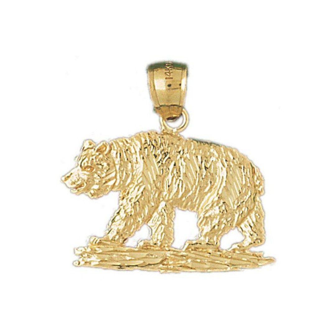 14k Solid Yellow Gold Bear Charm Animal Bear Pendant - Etsy