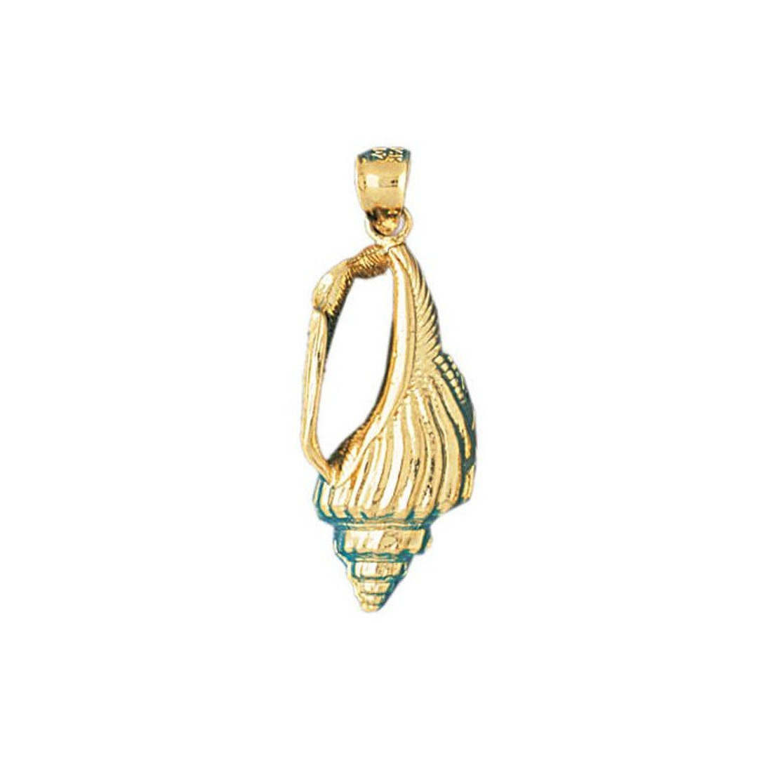 14k Yellow Gold Shell Nautical Charm Pendant - Etsy