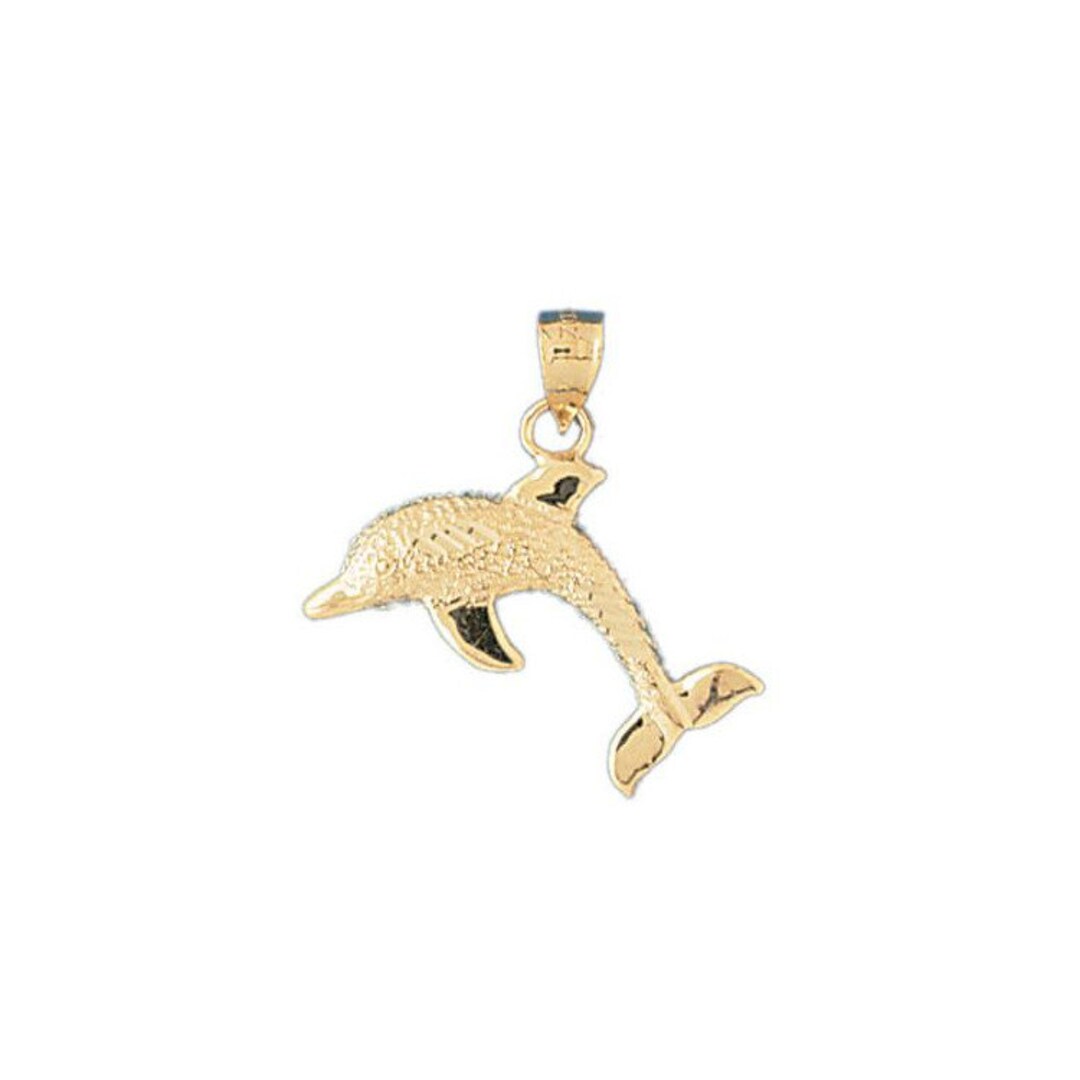 14k Solid Yellow Gold Dolphin Pendant Nautical Charm - Etsy